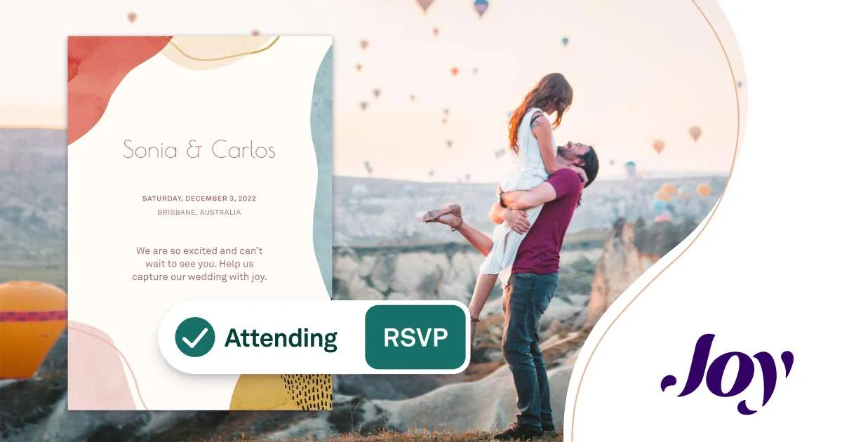 Kostenlose Online-Zusage für Hochzeiten (mit Website + Einladungen) – Joy