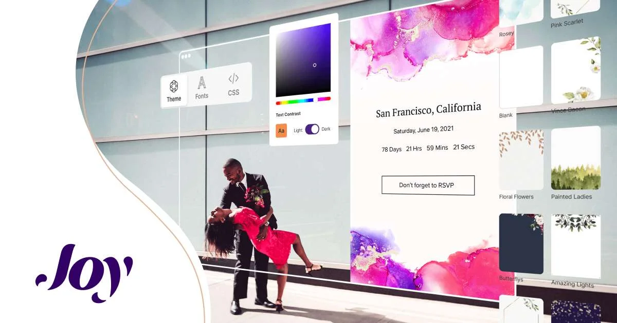Free Wedding Websites with Beautiful Templates & RSVP | Joy