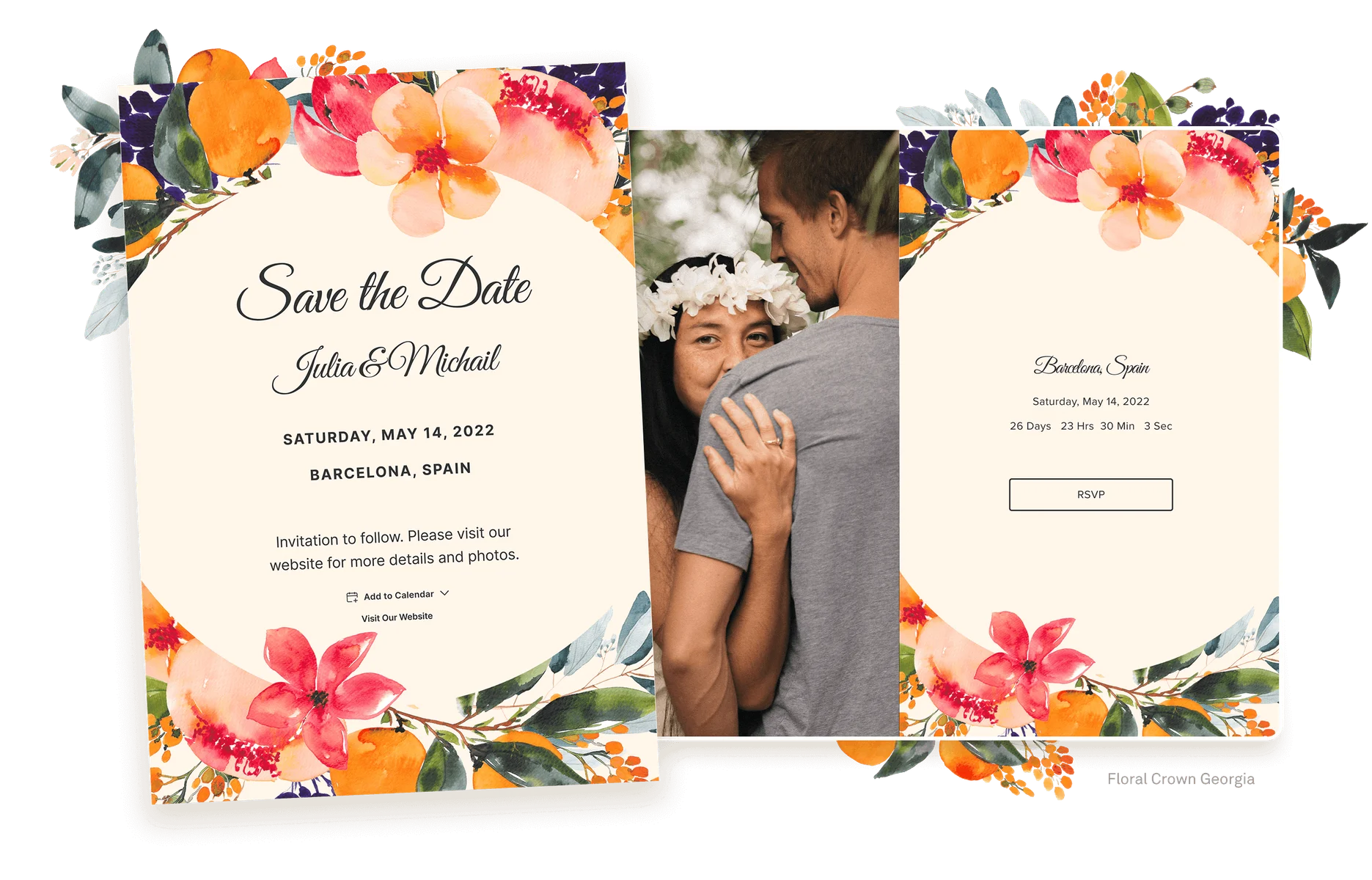 Floral Digital Save The Date Card Invitations Announcements Paper