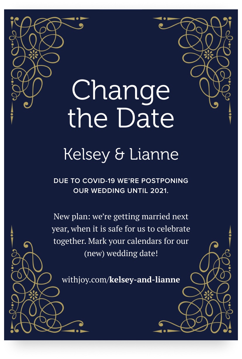 Share Your Changing Wedding Plans with Change the Dates - Joy