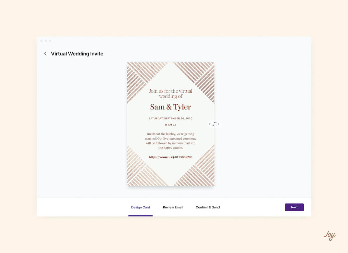Invite Guests To Your Virtual Wedding Events with Joy - Joy