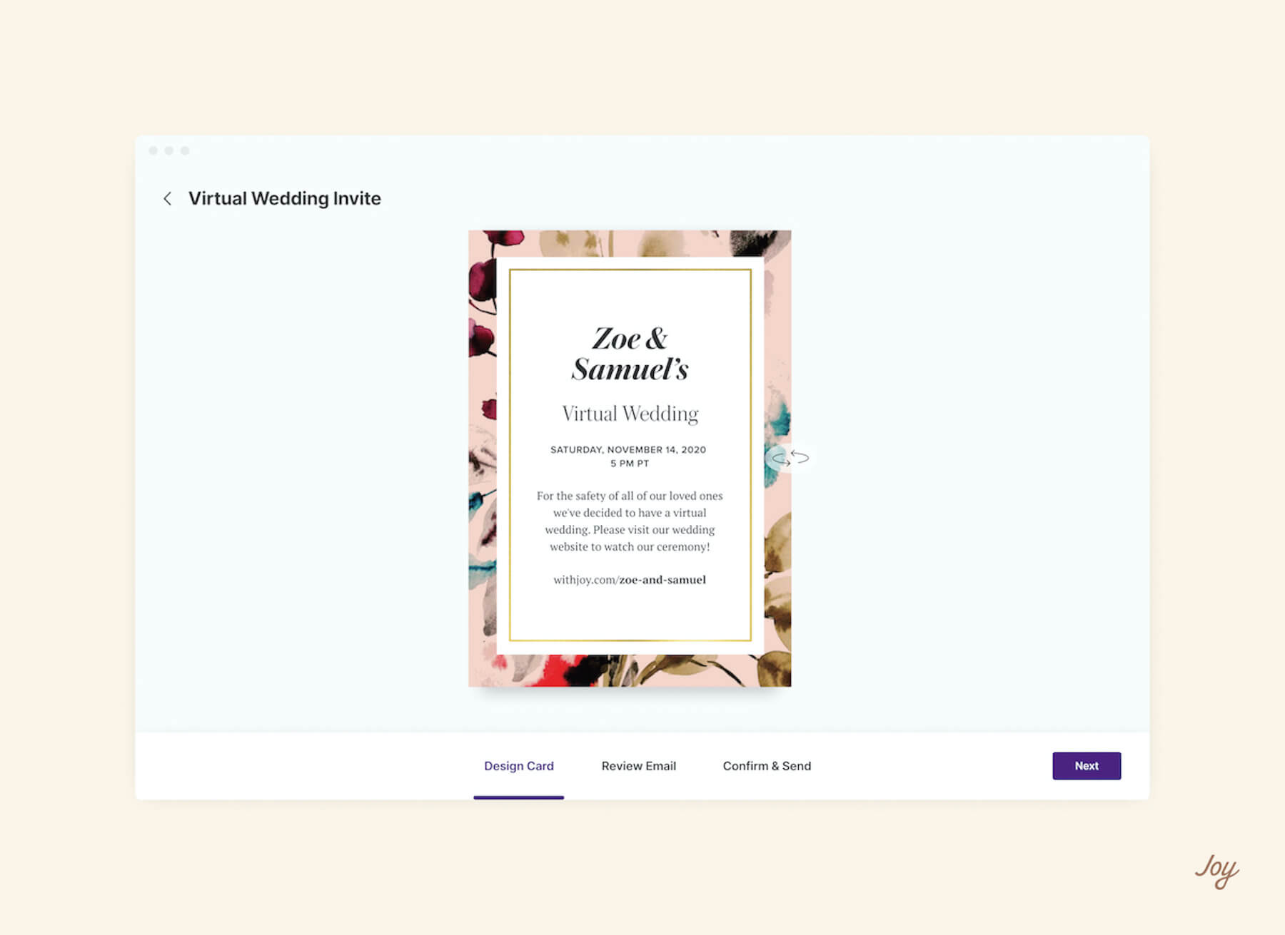 Invite Guests To Your Virtual Wedding Events with Joy - Joy