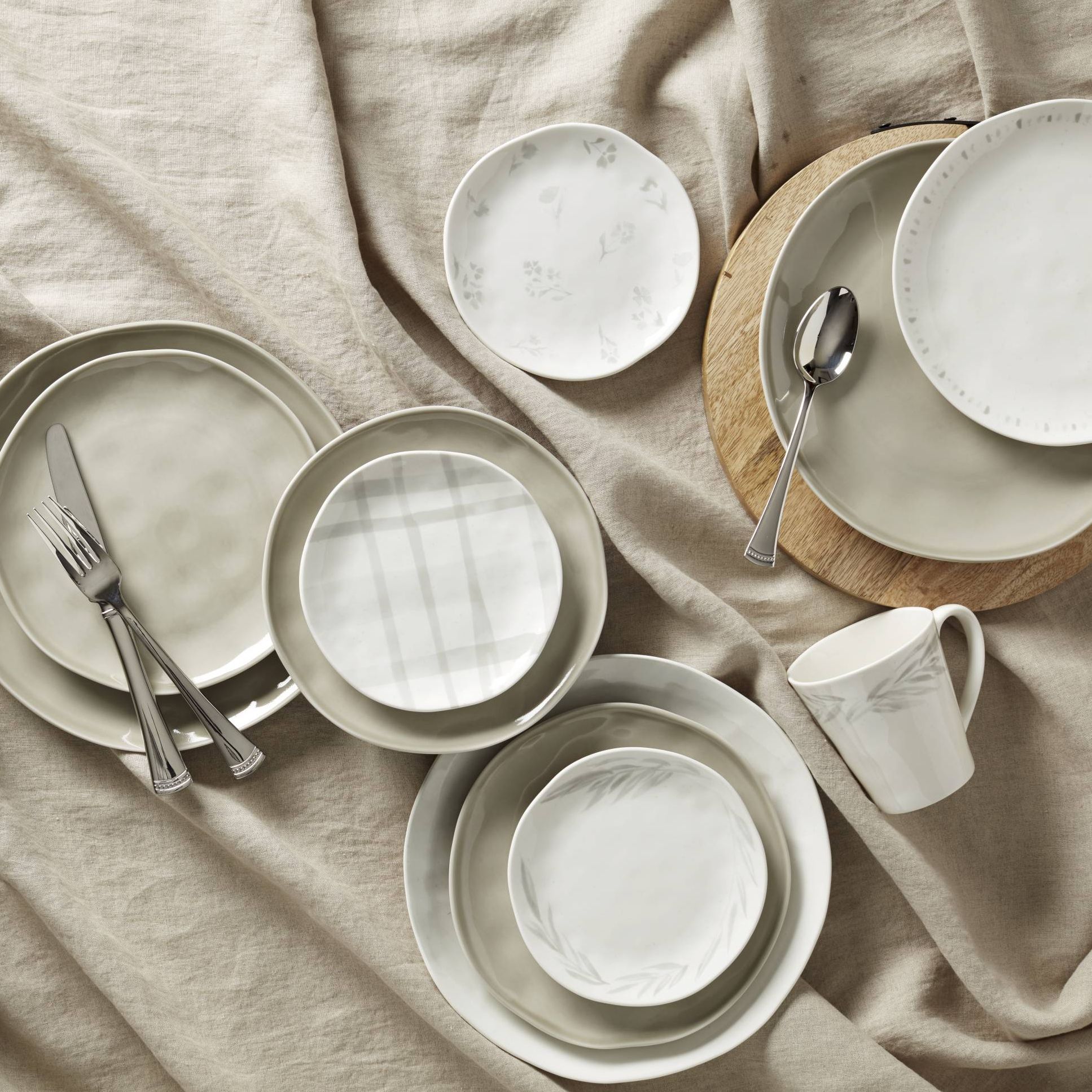 Lenox Bay Colors 12-Piece Dinnerware Set in Grey, Service for 4 | Joy