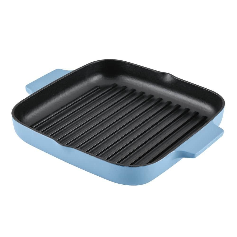 KitchenAid Enameled Cast Iron Square Grill and Roasting Pan in Blue ...