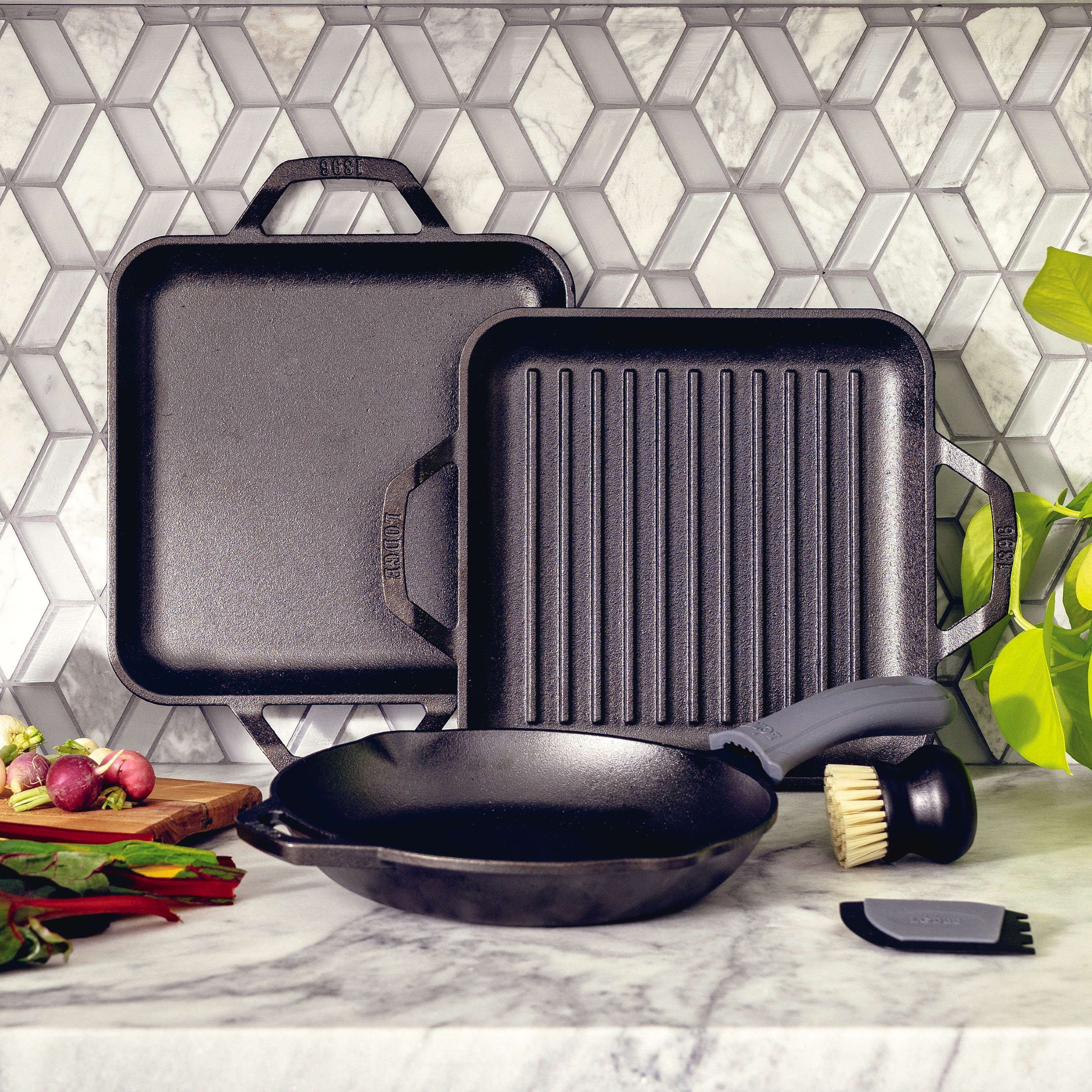 Lodge Cast Iron Chef Collection 6-Piece Cast Iron Cookware Gourmet Set ...