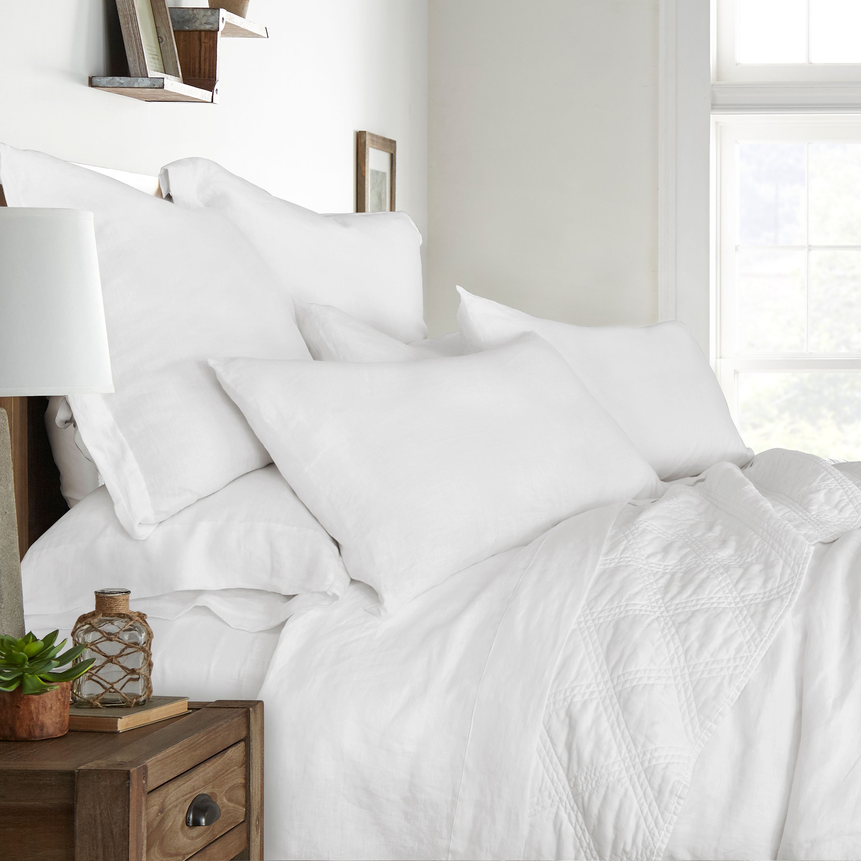 Levtex Home Washed Linen 4-Piece Sheet Set in White, Queen | Joy