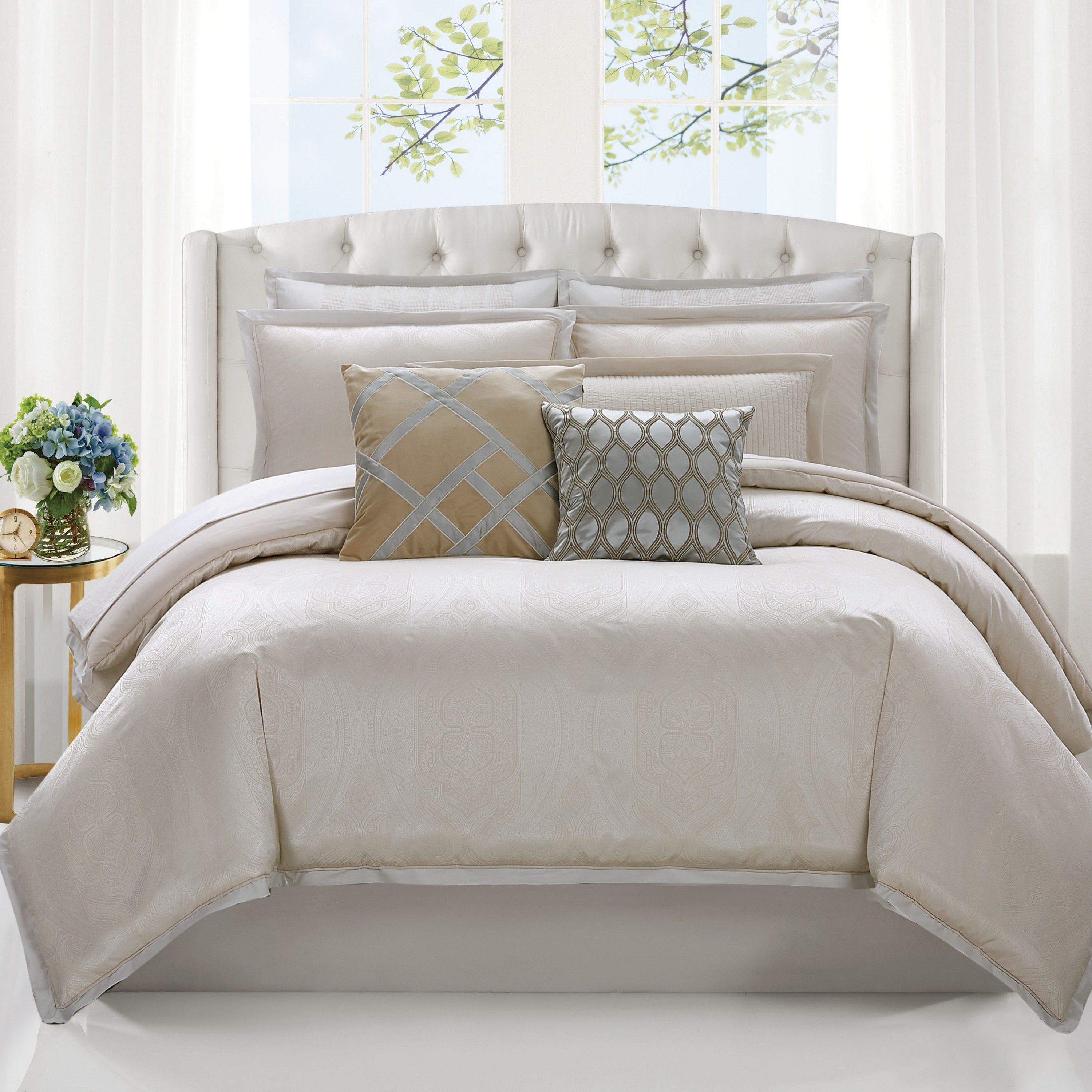 Charisma Triso Woven Jacquard 3-Piece Comforter Set in Gold, King | Joy
