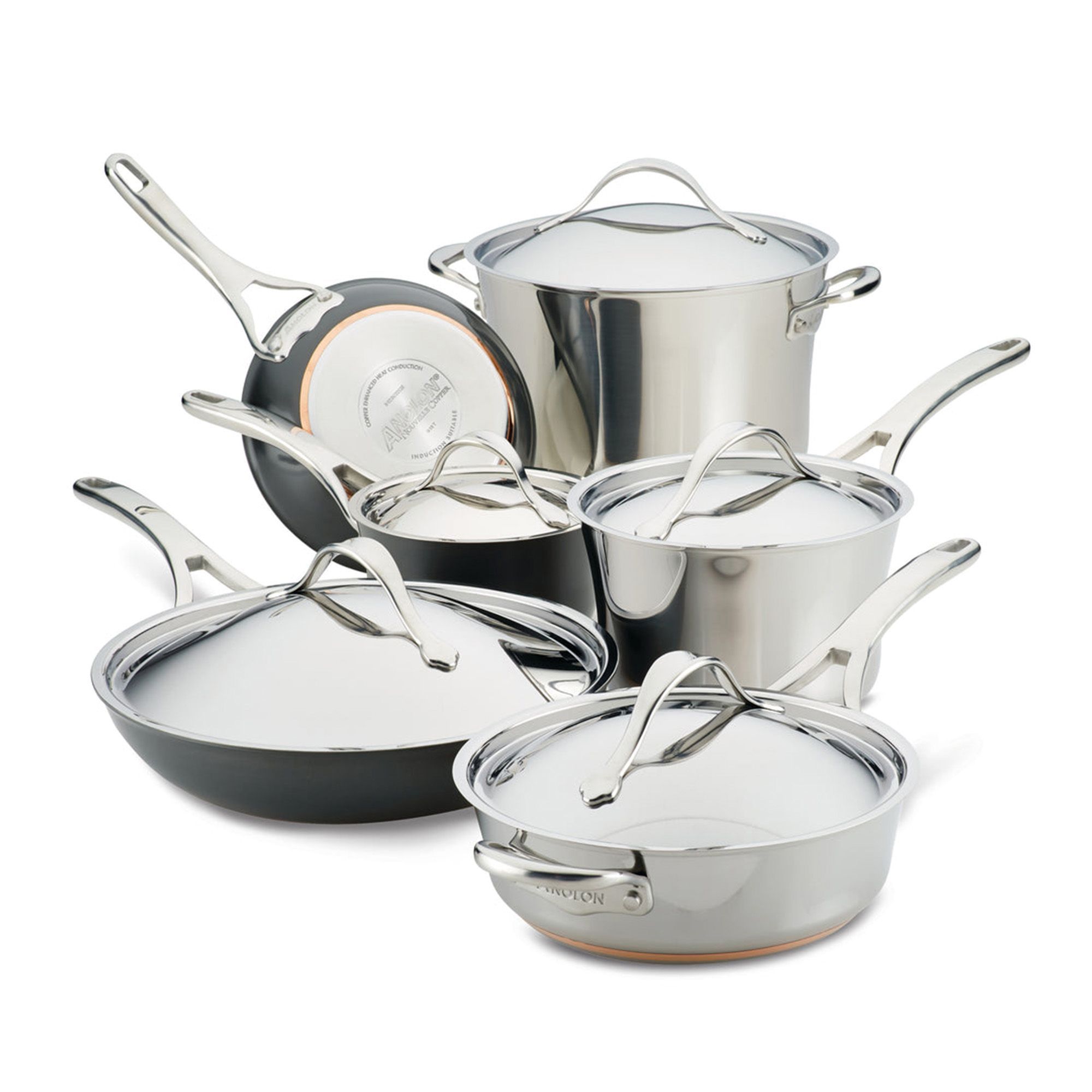 Anolon Nouvelle 11-Piece Copper Mixed Metals Cookware Set | Joy