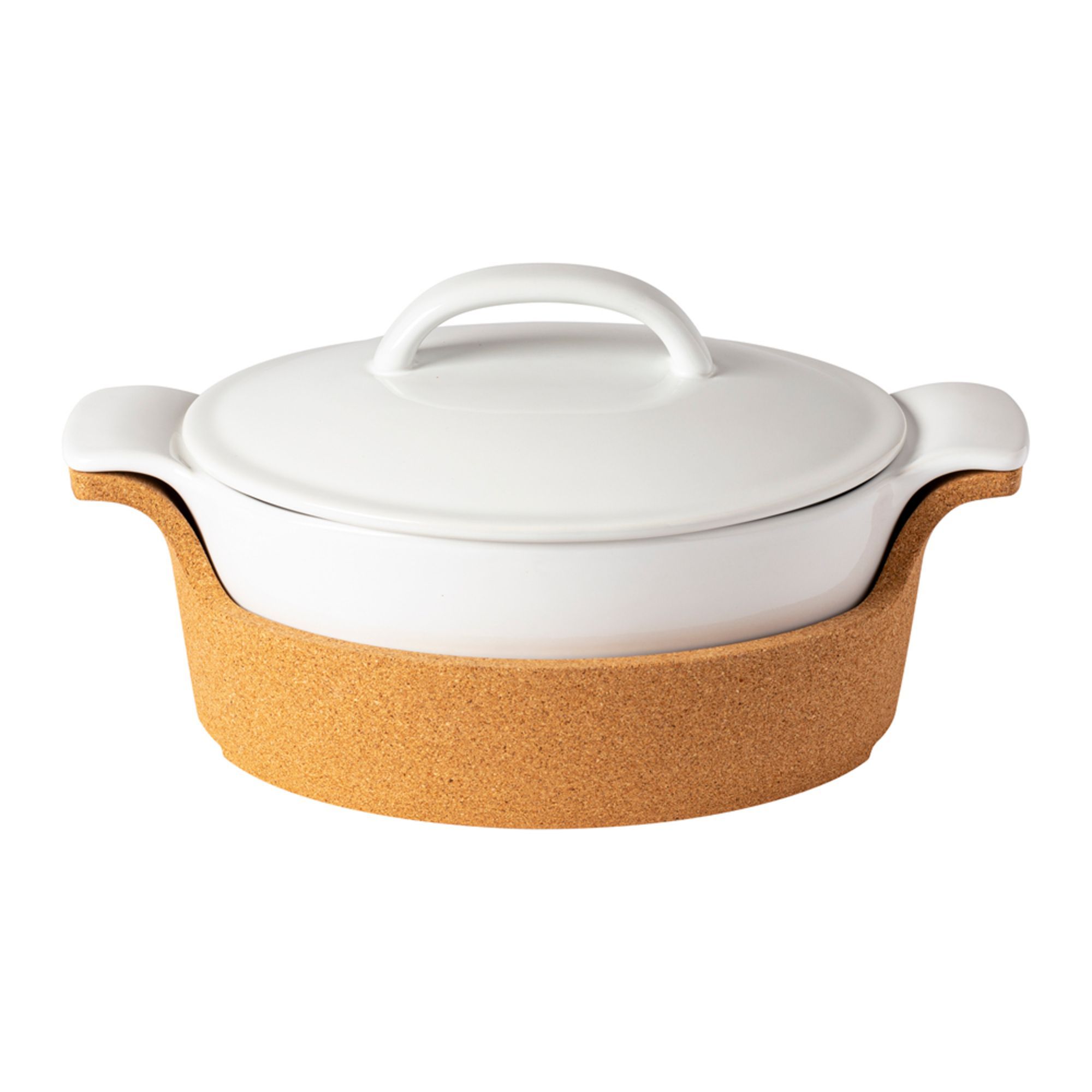 Casafina Ensemble Oval Stoneware Covered Casserole Dish with Cork Tray ...