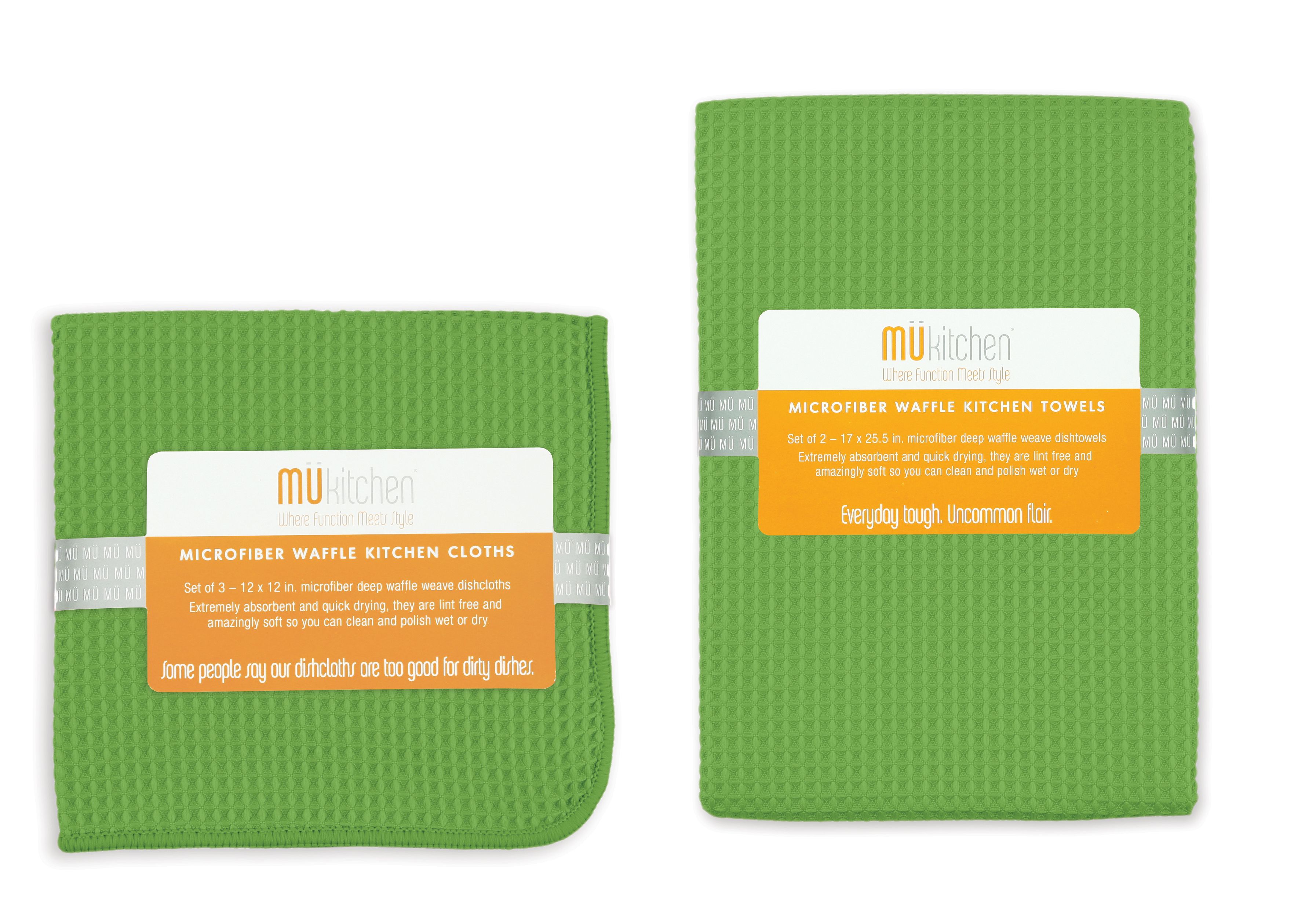 Mu Kitchen 5-Piece Microfiber Waffle Cloths and Towels Set in Cactus | Joy