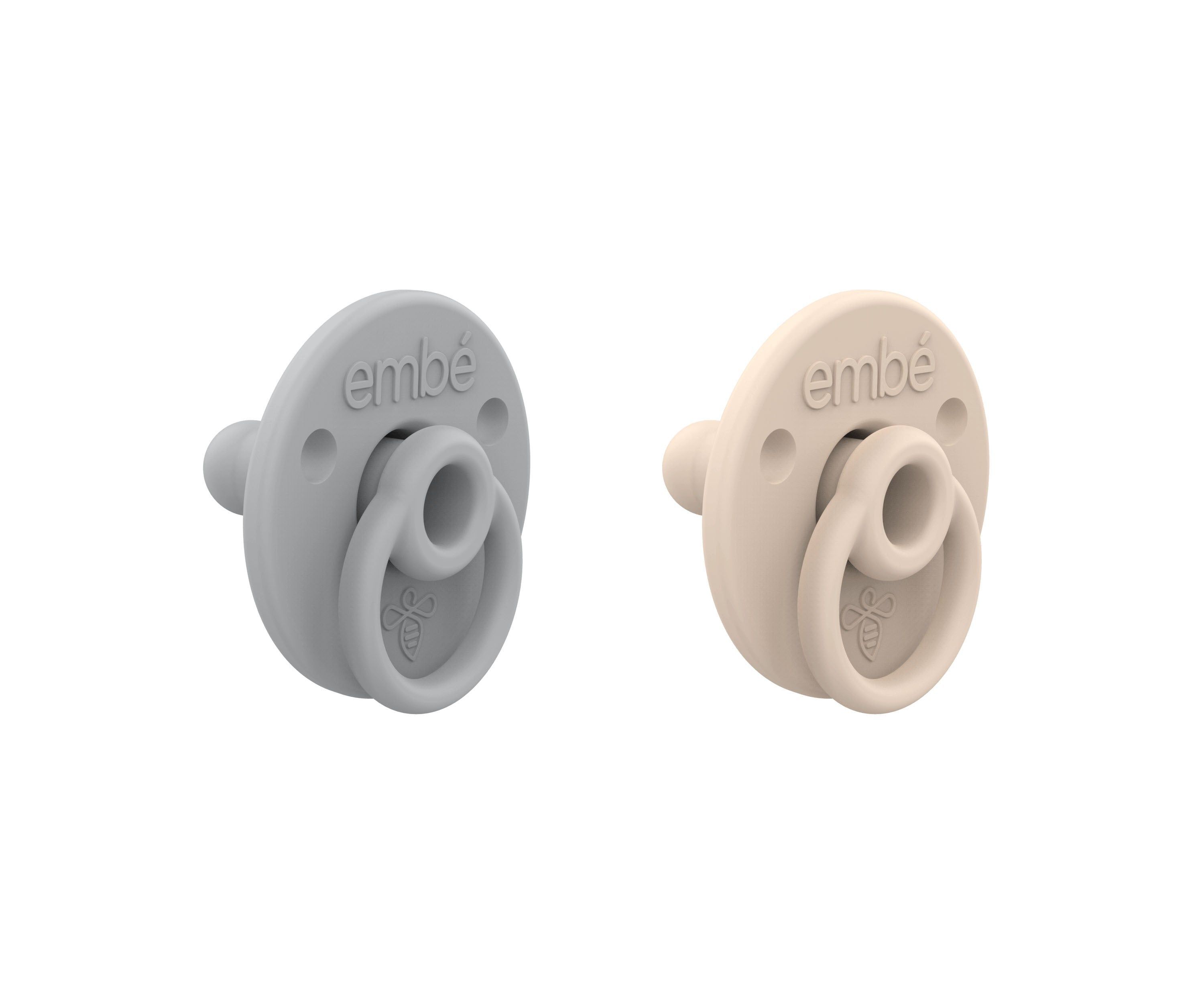embé Binnie® Stow-Away Pacifier, Set of 2 in Grey & Blush | Joy