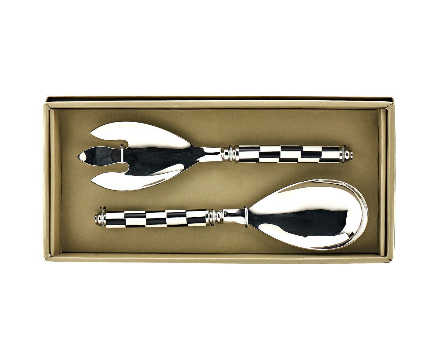 Godinger Regal Chenonceau Checkerboard Salad Server Set | Joy