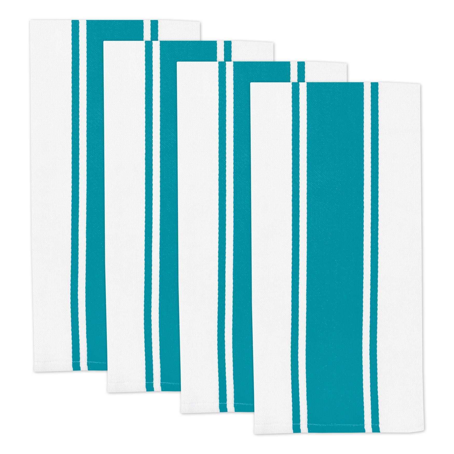 Mu Kitchen 4-Piece Classic Stripe Towels Set in Aquamarine | Joy