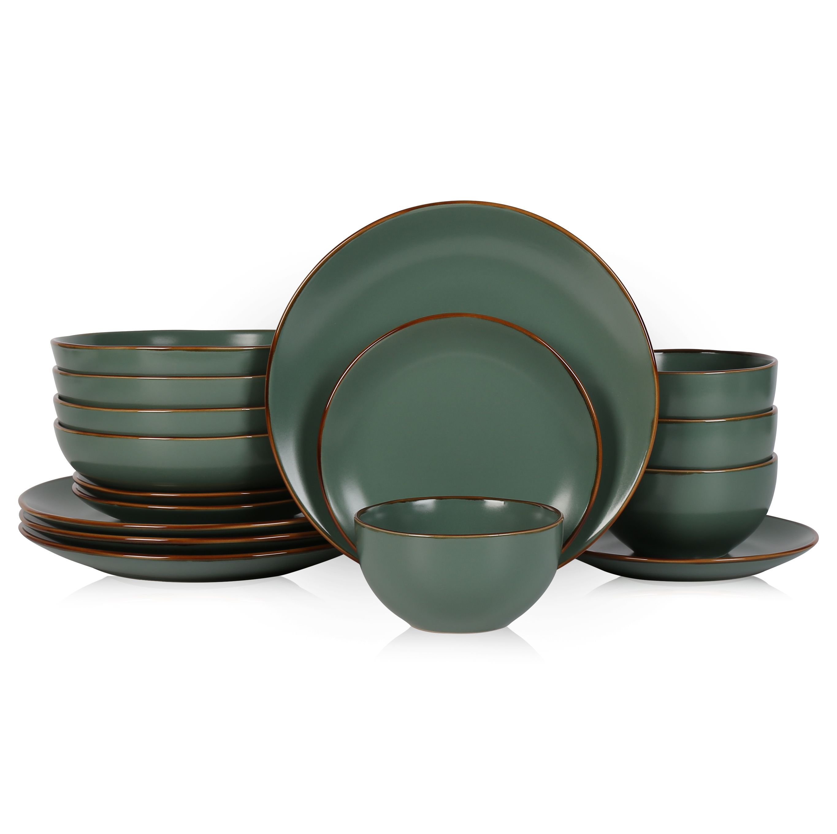 Stone + Lain Brasa 16-Piece Dinnerware Set, Service for 4 in Green | Joy