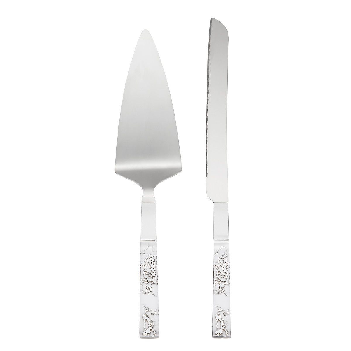 Lenox Silver Peony Cake Knife & Server Set | Joy