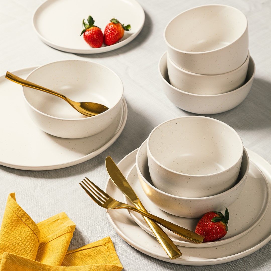 Gibson Elite James Street 16-Piece Dinnerware Set in Sea Salt White ...