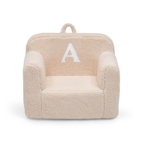 Delta Children Monogram Cozee Sherpa Chair with Letter A in Cream | Joy